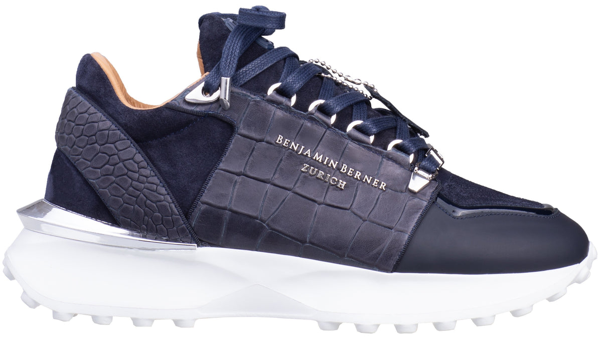 BNJ AGON NAVY BLUE CROCODILE EFFECT - SUEDE – Benjamin Berner