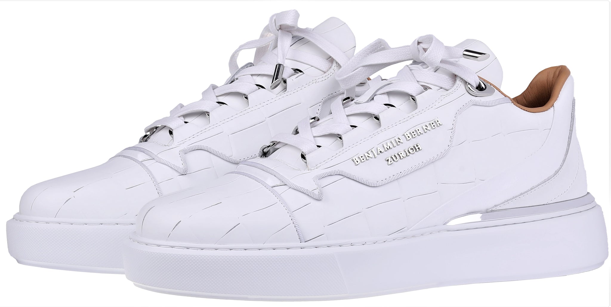 BNJ RAPHAEL Low-Top ALL WHITE MATT CROCODILE