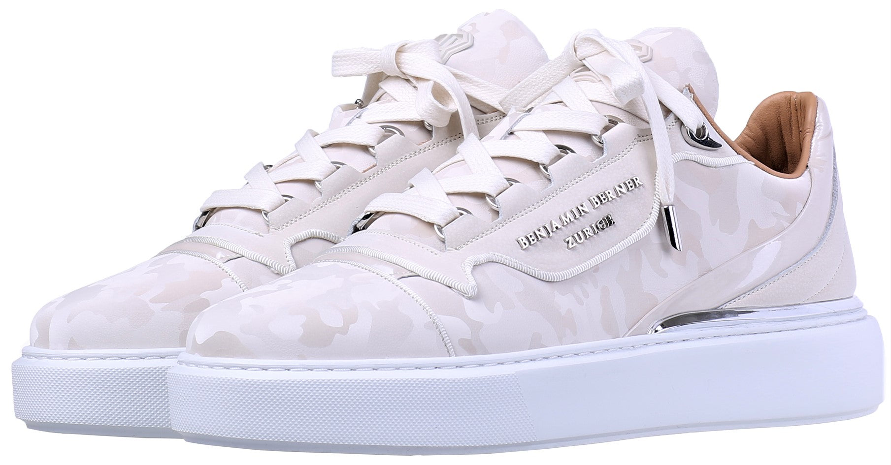 BNJ RAPHAEL Low-Top MARBLE REFLECTIVE CAMOUFLAGE CALFSKIN
