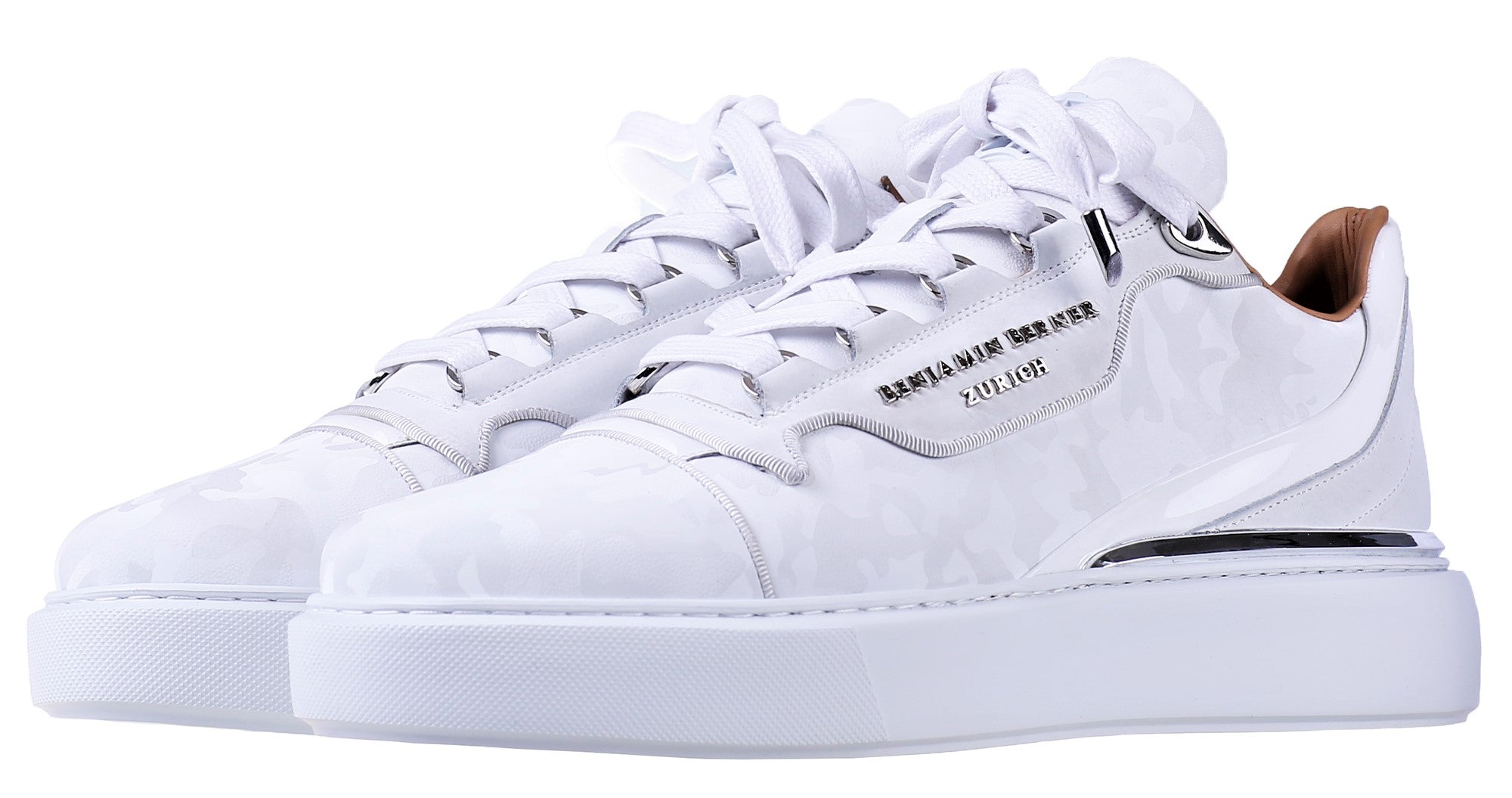BNJ RAPHAEL Low-Top WHITE REFLECTIVE CAMOUFLAGE CALFSKIN