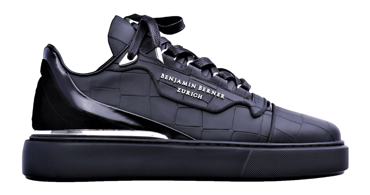 BNJ RAPHAEL Low-Top ALL BLACK MATT CROCODILE – Benjamin Berner