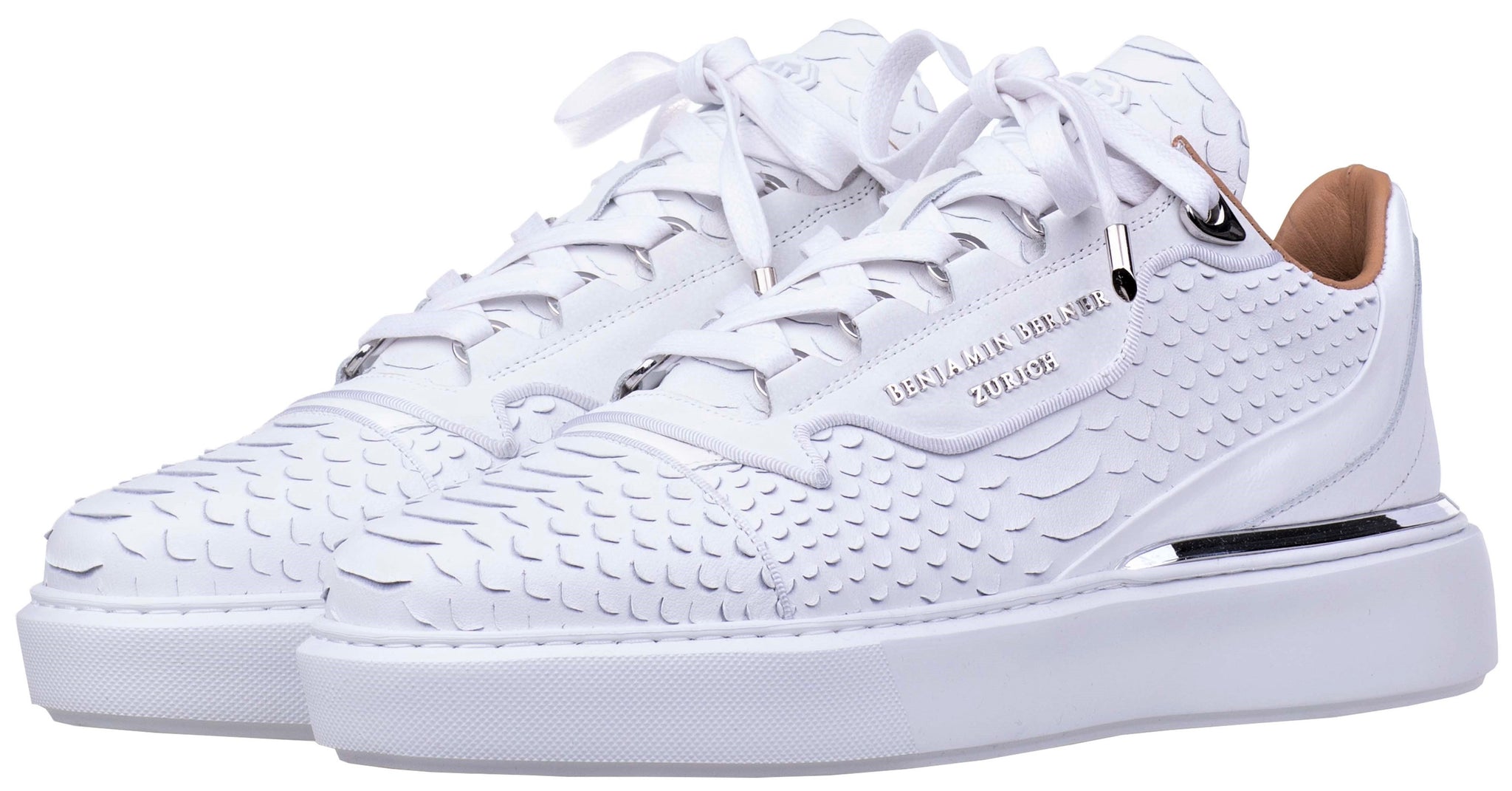 Women's Low-Top BNJ RAPHAEL ALL WHITE PYTHON CUT