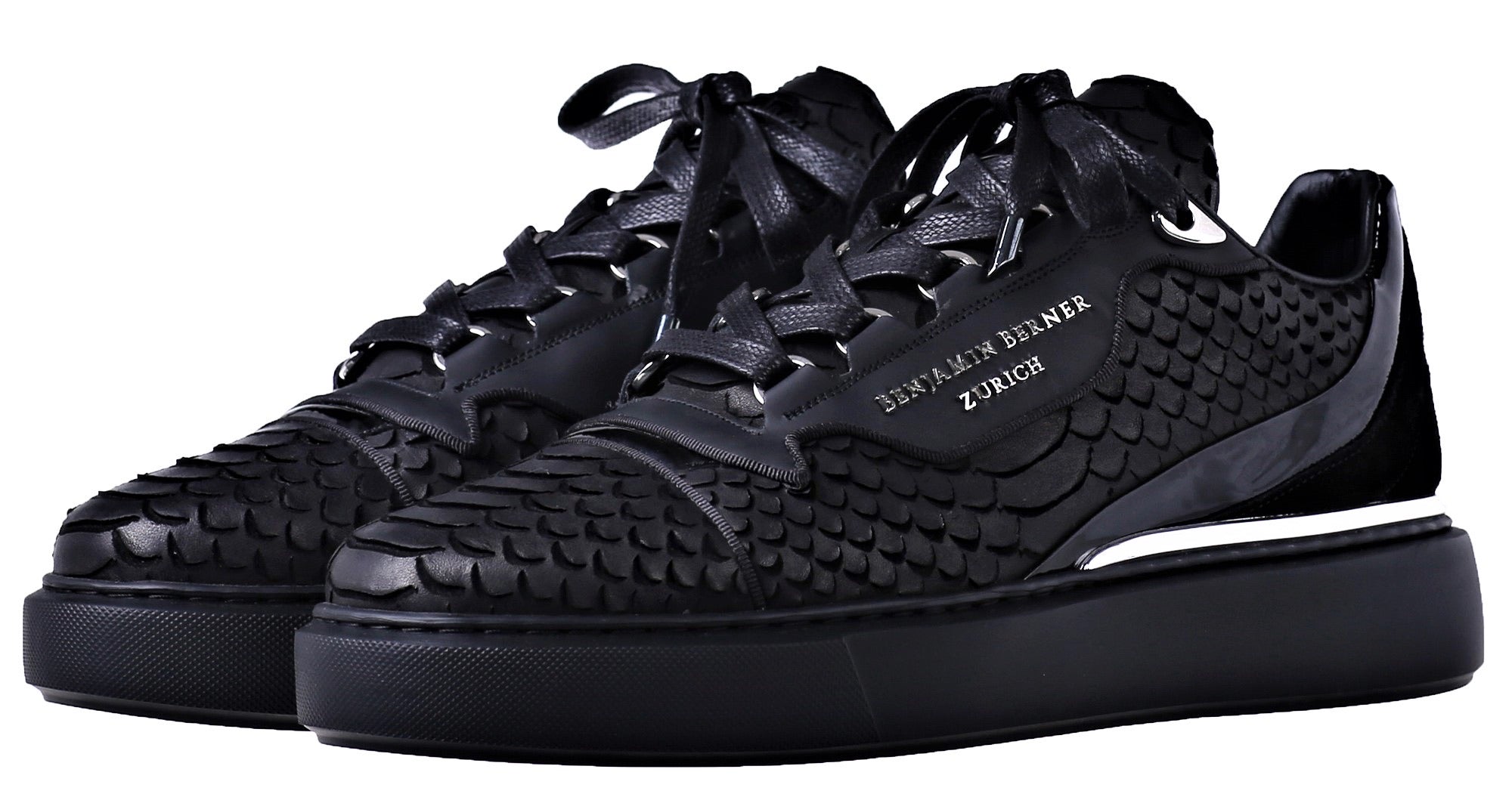 BNJ RAPHAEL Low-Top BLACK PYTHON CUT-MATT NAPPA